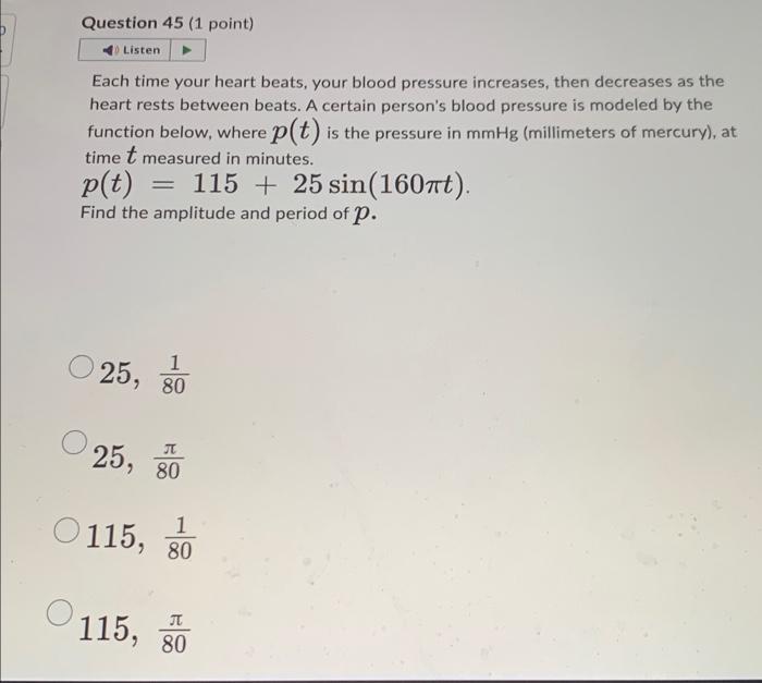 Solved Each time your heart beats, your blood pressure | Chegg.com