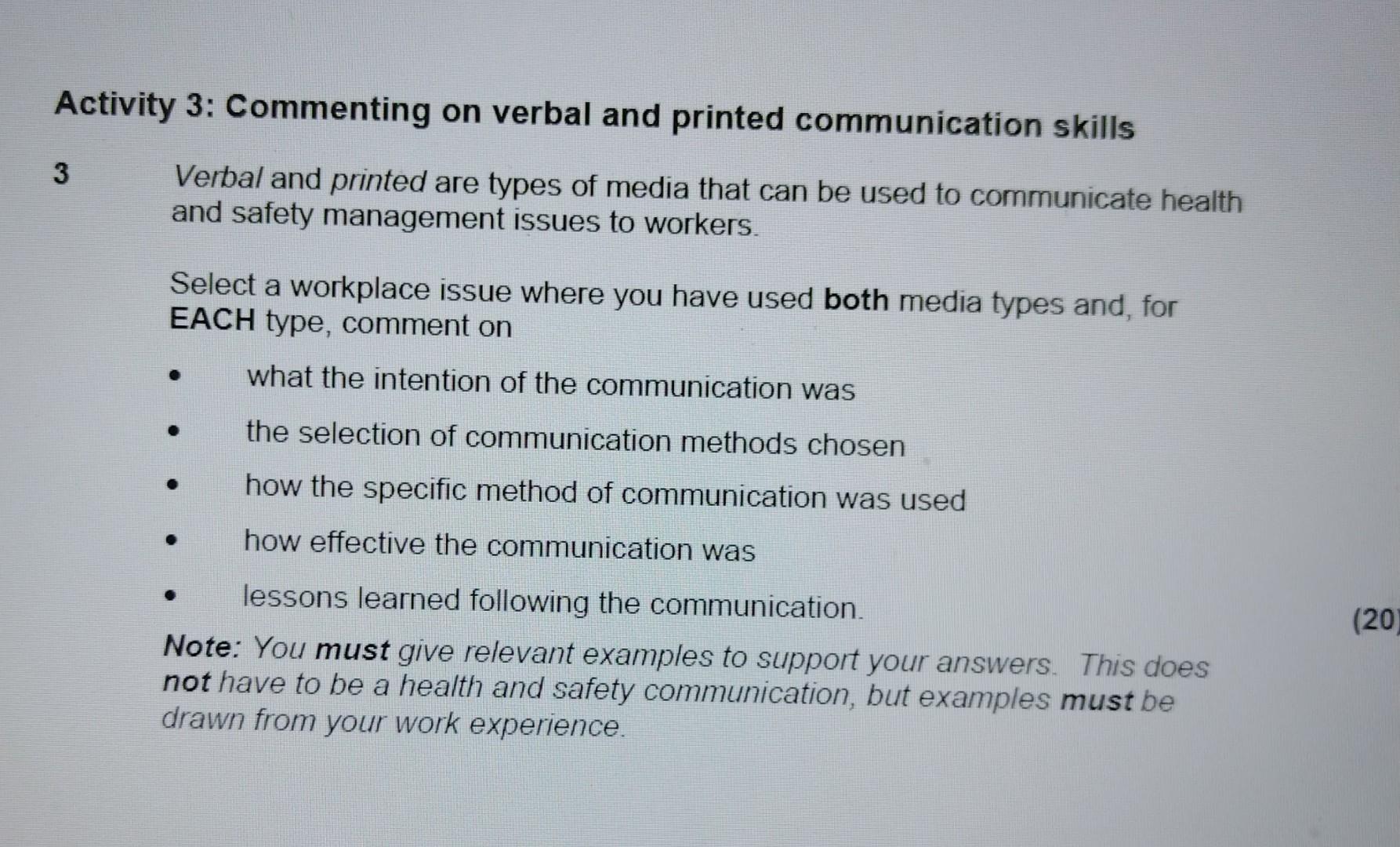 Solved Ictivity 3: Commenting on verbal and printed | Chegg.com