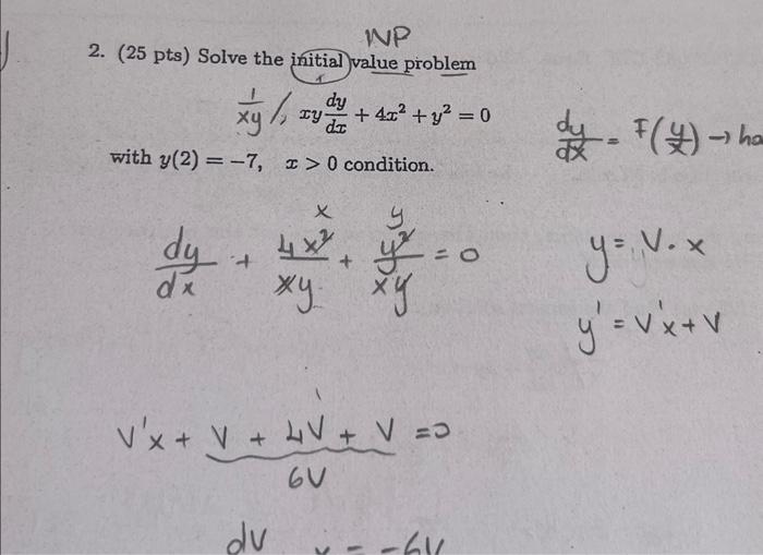 Solved 2. (25pts) Solve the initial) value problem (a) | Chegg.com