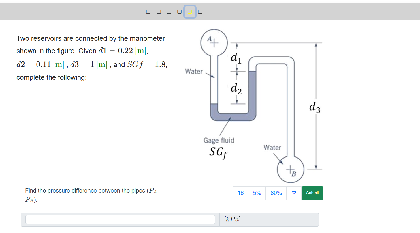 Two reservoirs are connected by ﻿the manometershown | Chegg.com