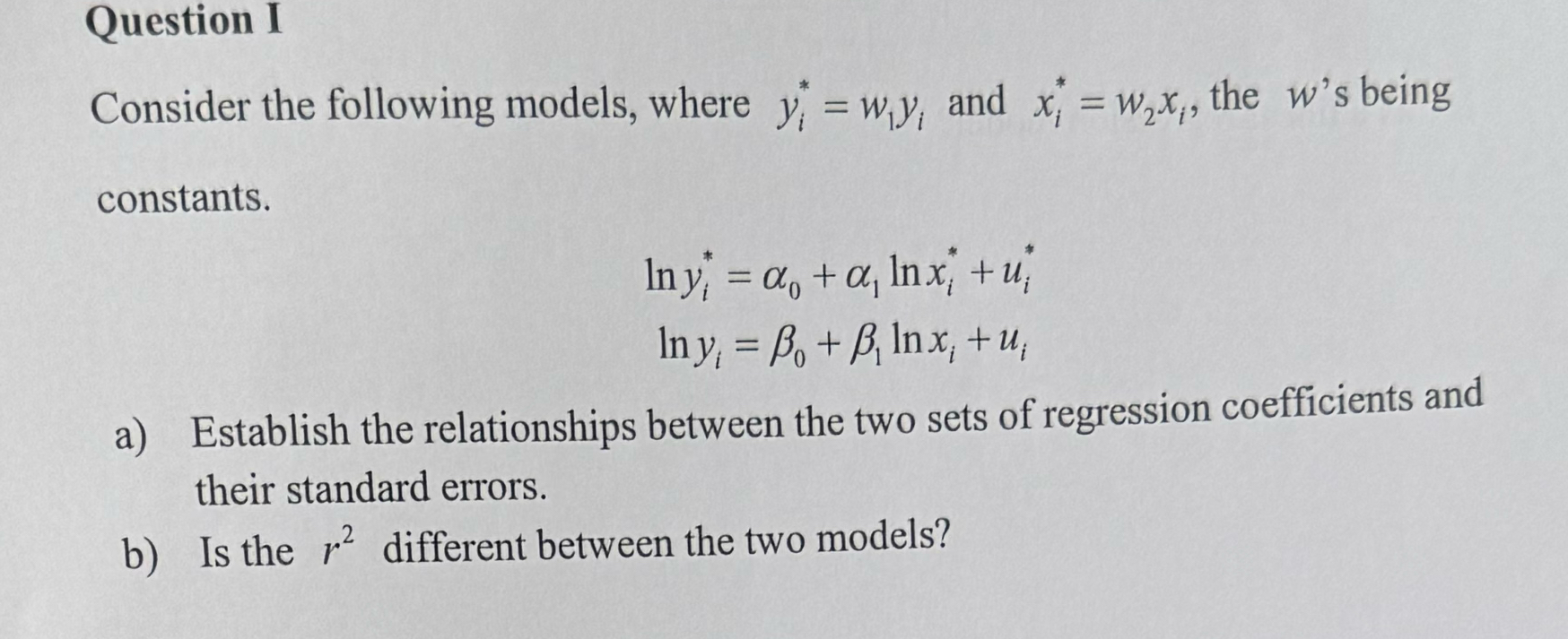 Solved Question IConsider the following models, where | Chegg.com