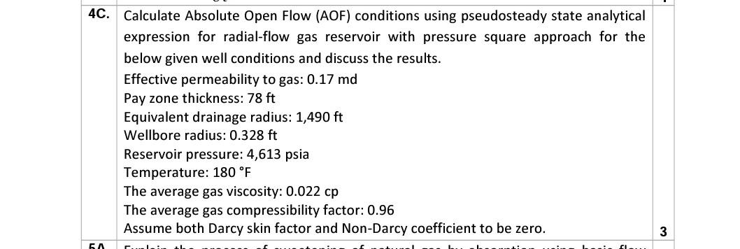 Solved 40. Calculate Absolute Open Flow (AOF) conditions | Chegg.com