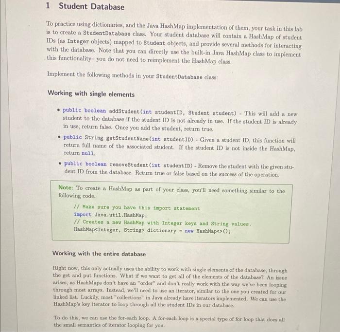 Solved StudentDatabase.java Student.java import | Chegg.com