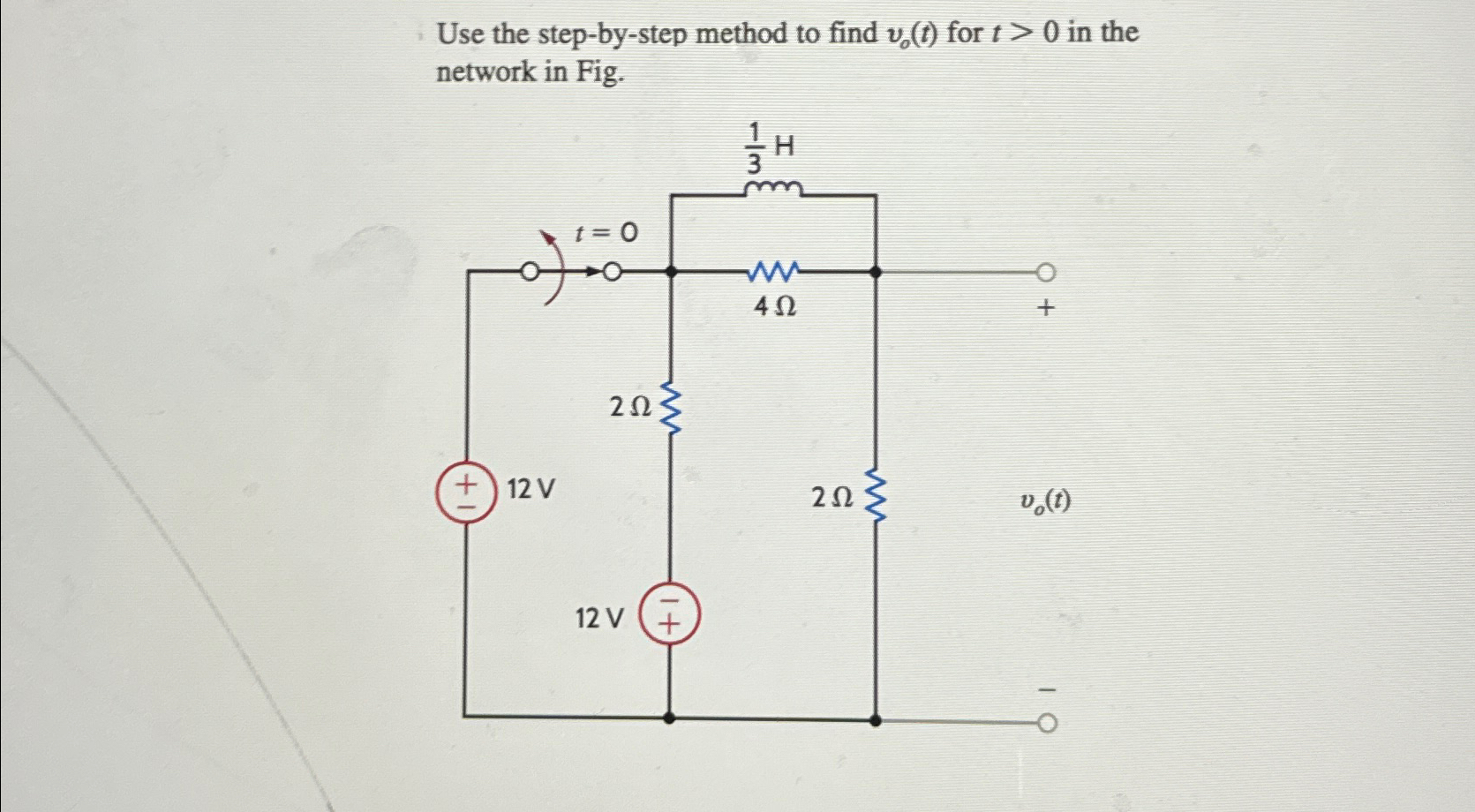Solved Use the step-by-step method to find vo(t) ﻿for t>0 | Chegg.com