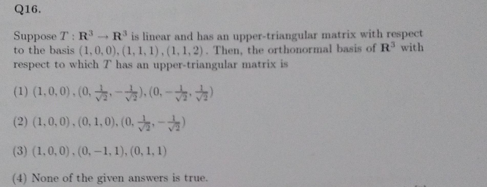 Solved Suppose T:R3→R3 is linear and has an upper-triangular | Chegg.com