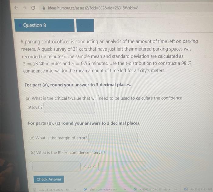Solved parking control officer is conducting an analysis of | Chegg.com