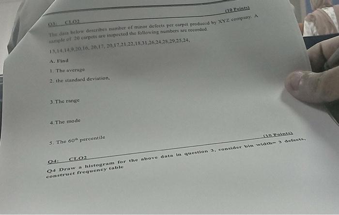 Solved 03: CLO2 010 Points) The data below describes number | Chegg.com