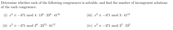 Solved Determine whether each of the following congruences | Chegg.com