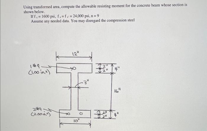 Solved Using transformed area, compute the allowable | Chegg.com