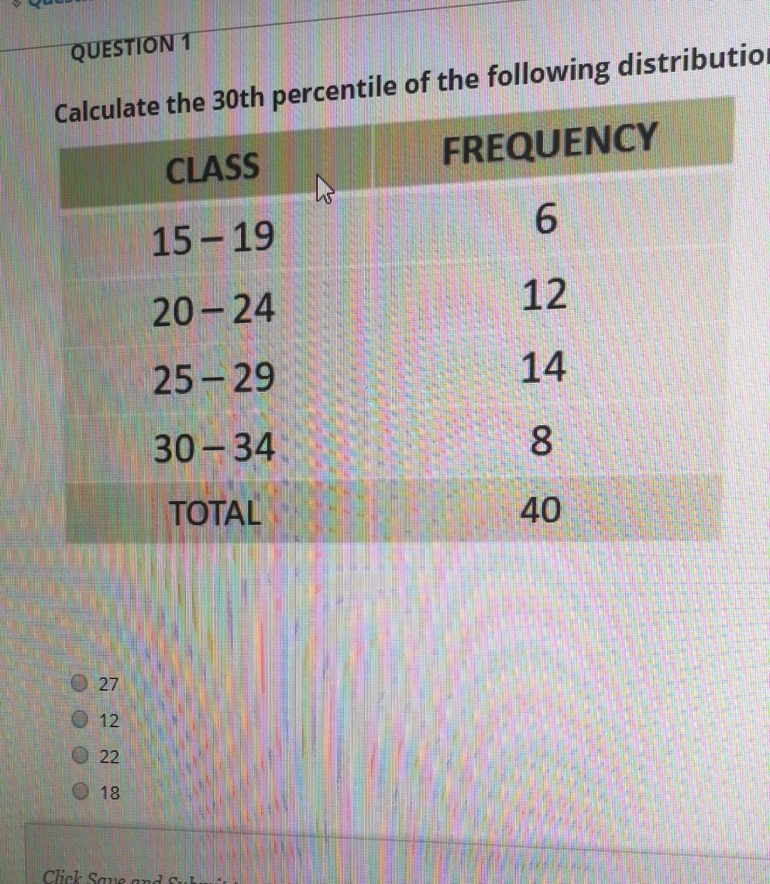 Solved QUESTION 1 Calculate the 30th percentile of the | Chegg.com