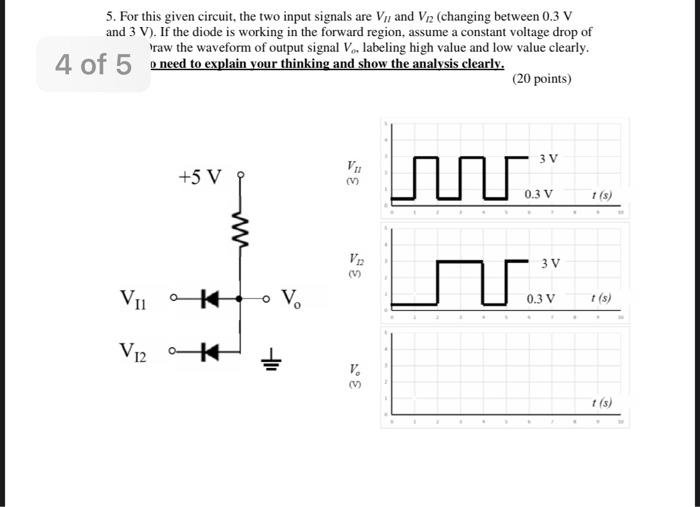 Solved 5. For this given circuit, the two input signals are | Chegg.com