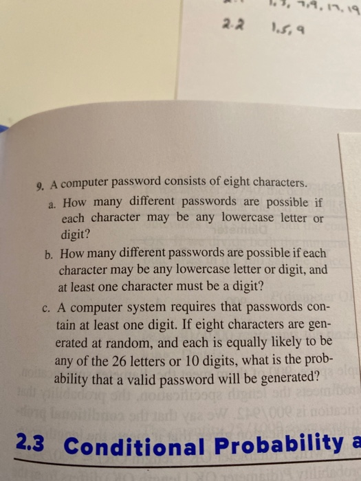 Solved 2.2 be 9. A computer password consists of eight | Chegg.com