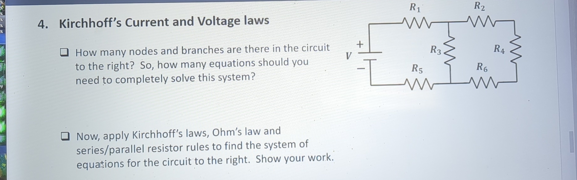 Kirchhoff's Current and Voltage lawsHow many nodes | Chegg.com