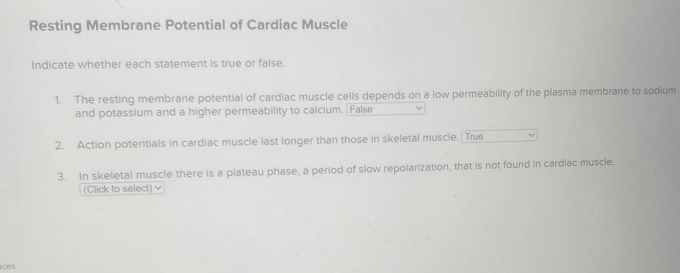Solved Resting Membrane Potential of Cardiac MuscleIndicate | Chegg.com