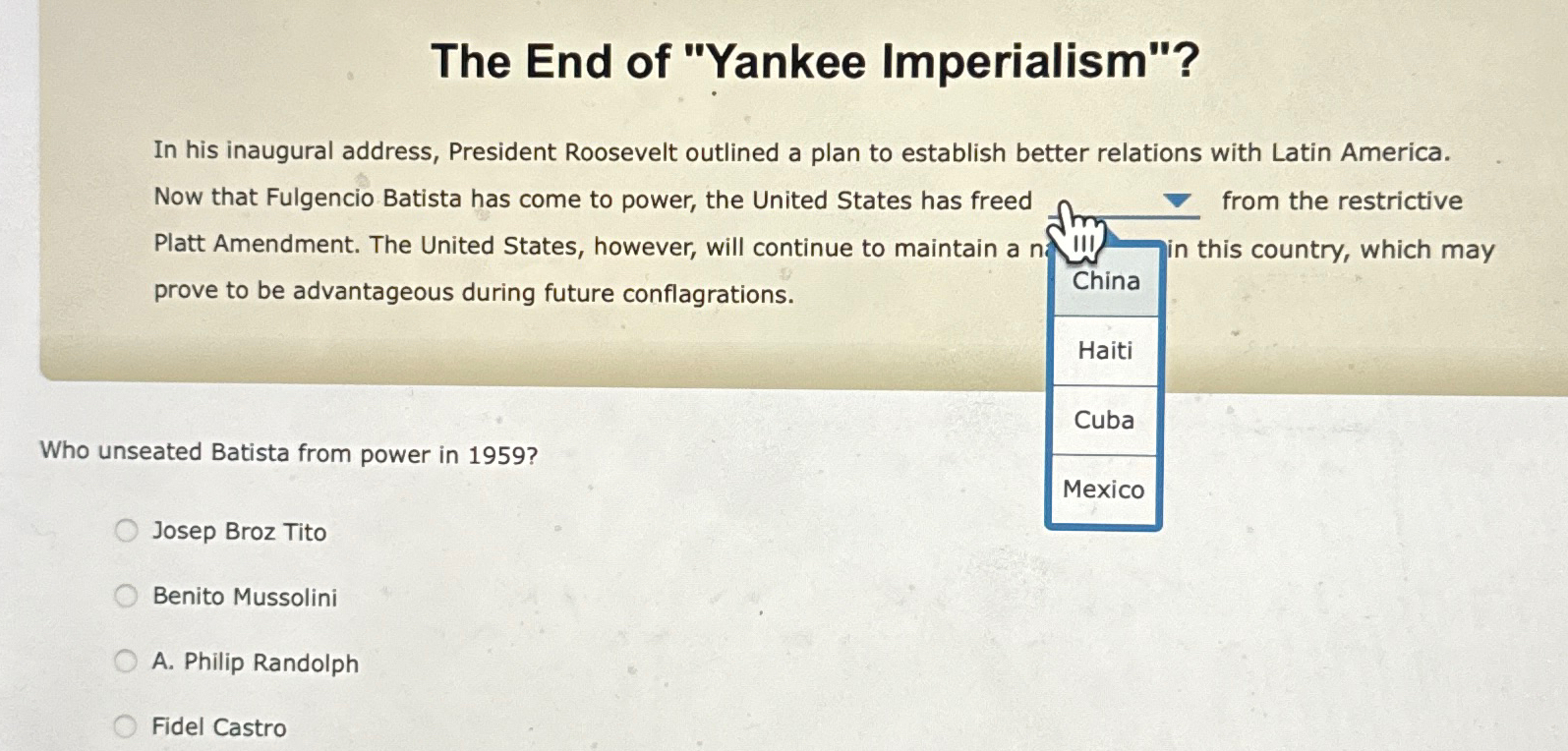 Solved The End of "Yankee Imperialism"?In his inaugural | Chegg.com