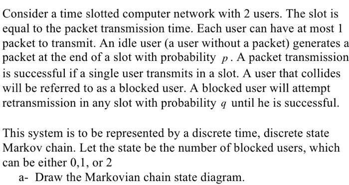 Solved Consider a time slotted computer network with 2 | Chegg.com