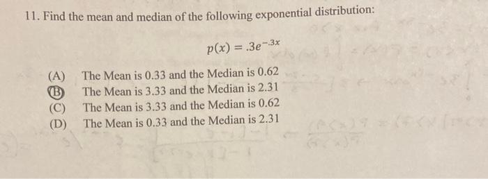 Solved 11. Find the mean and median of the following | Chegg.com