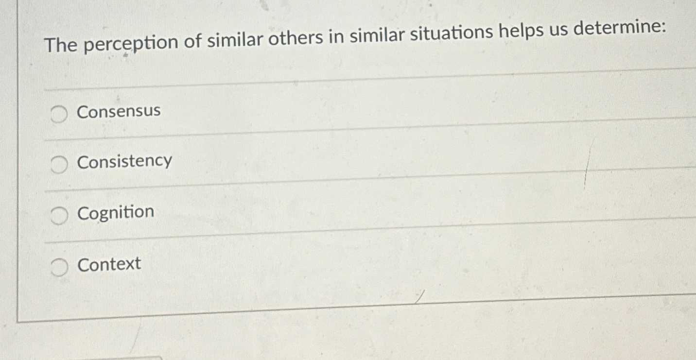 Solved The perception of similar others in similar | Chegg.com