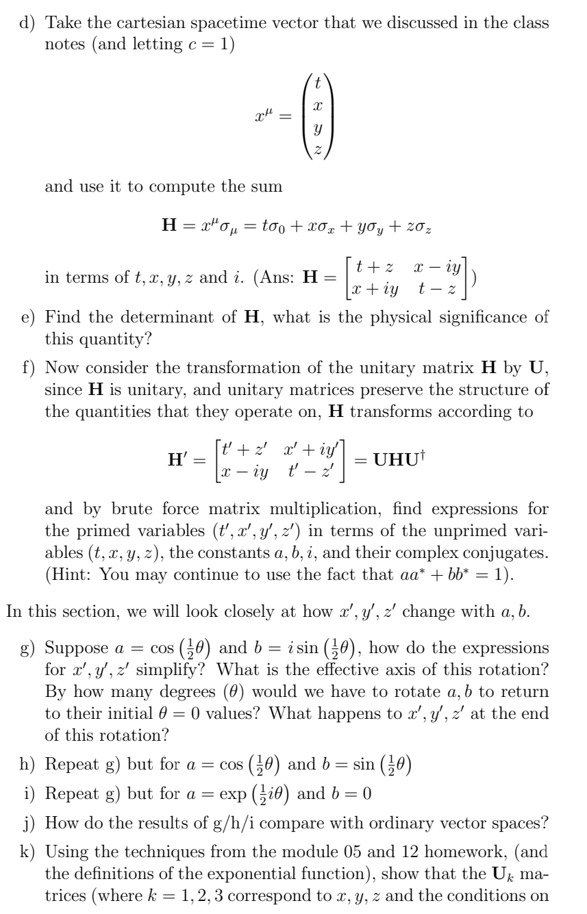 Solved σ0=[1001],σx=[0110],σy=[0i−i0],σz=[100−1],d) Take the | Chegg.com