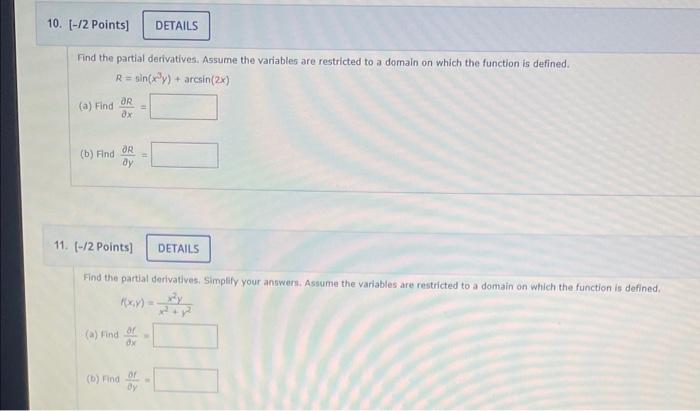 Solved Find the partial derivatives. Assume the variables | Chegg.com