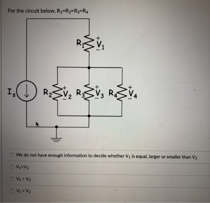 Solved For the circuit below, R1=R2=R3=R4 ISI 0 Reste | Chegg.com