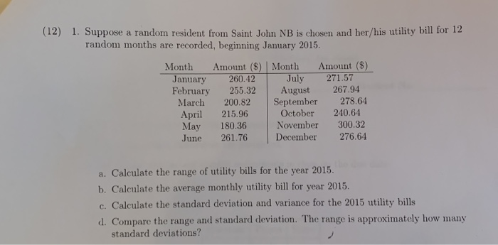 Solved (12) 1. Suppose a random resident from Saint John NB | Chegg.com