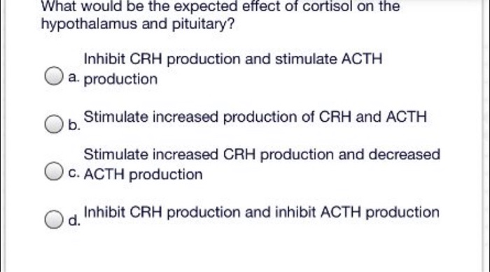 Solved What would be the expected effect of cortisol on the | Chegg.com