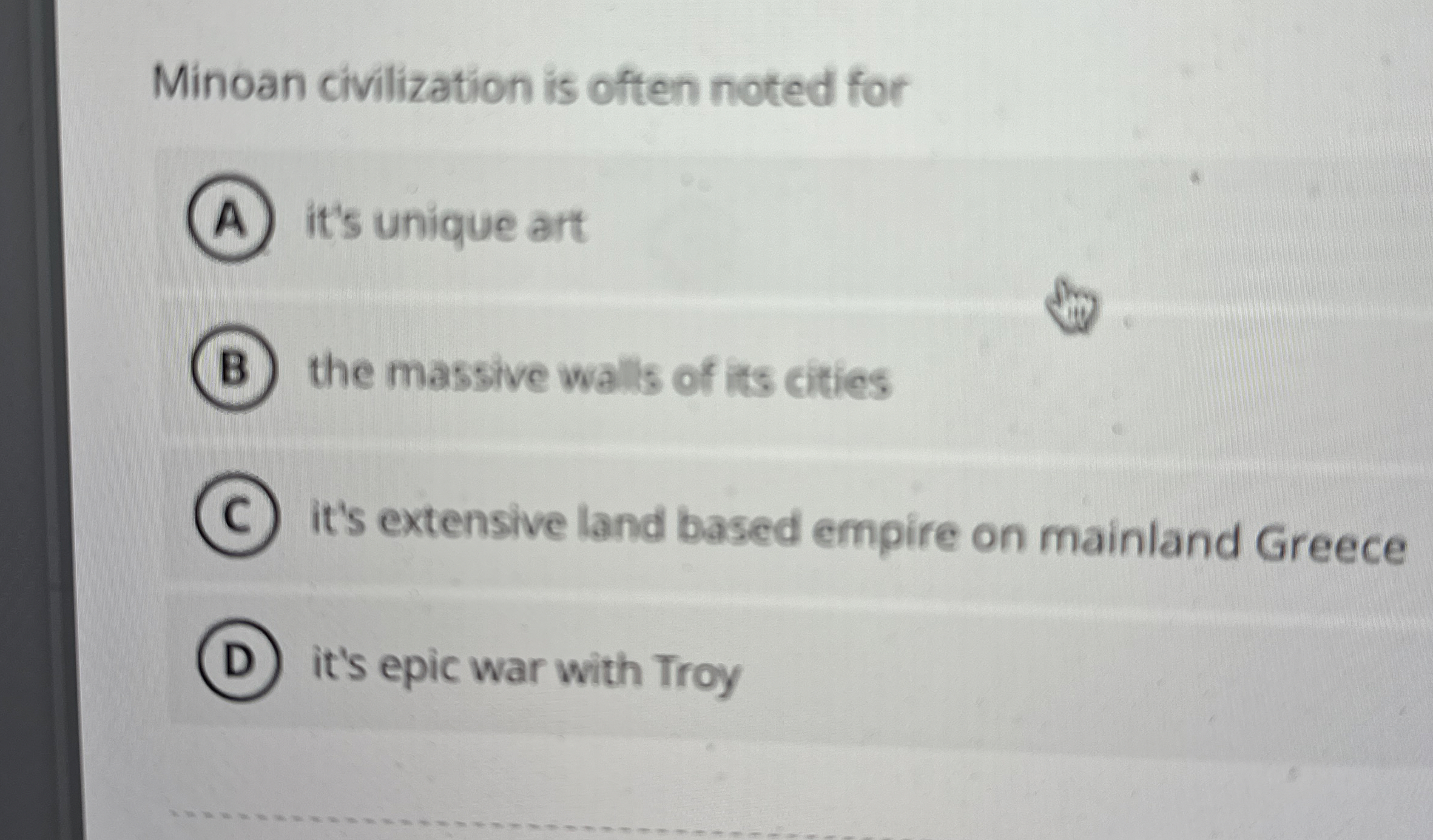 Solved Minoan civilization is often noted forit's unique | Chegg.com