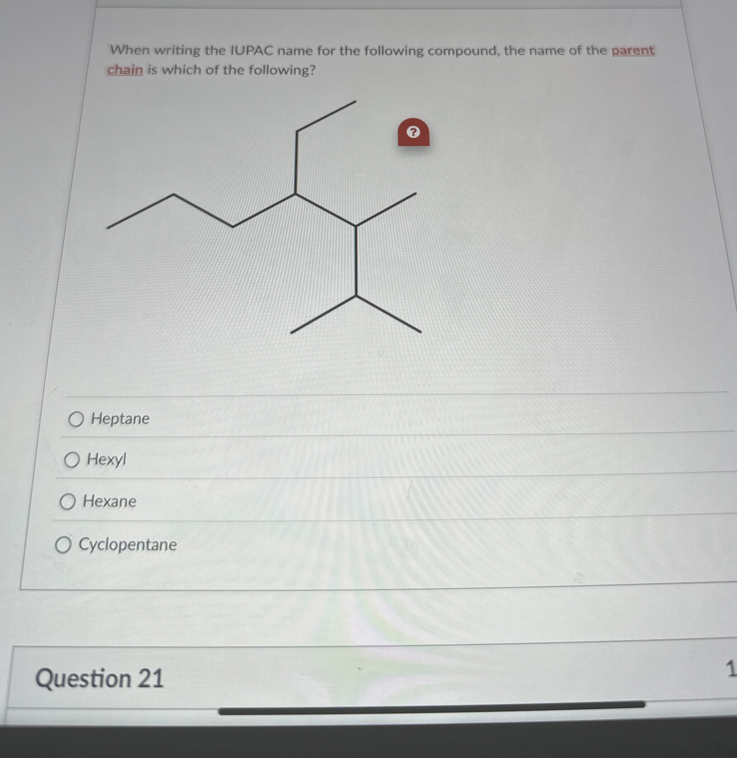 Solved When writing the IUPAC name for the following | Chegg.com