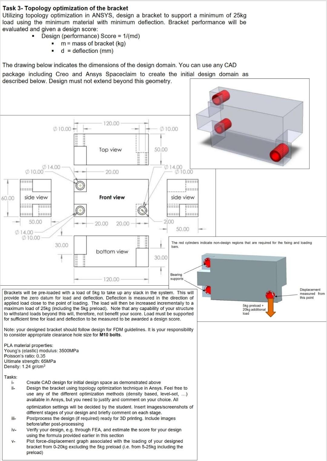 Solved Task 3 Topology Optimization Of The Bracket 