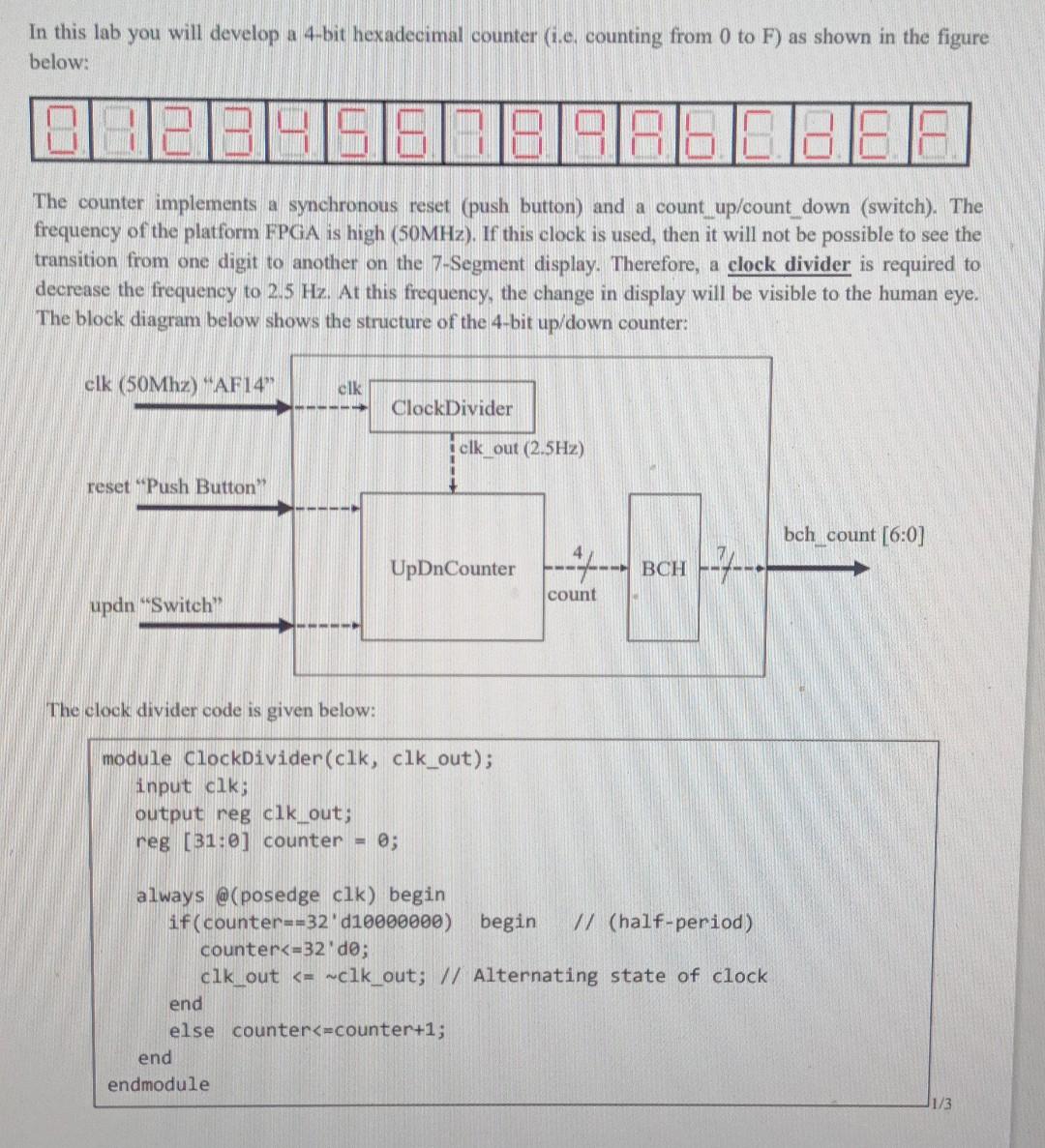 Solved In this lab you will develop a 4-bit hexadecimal | Chegg.com