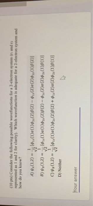 Solved (10 pts) Consider the following possible | Chegg.com