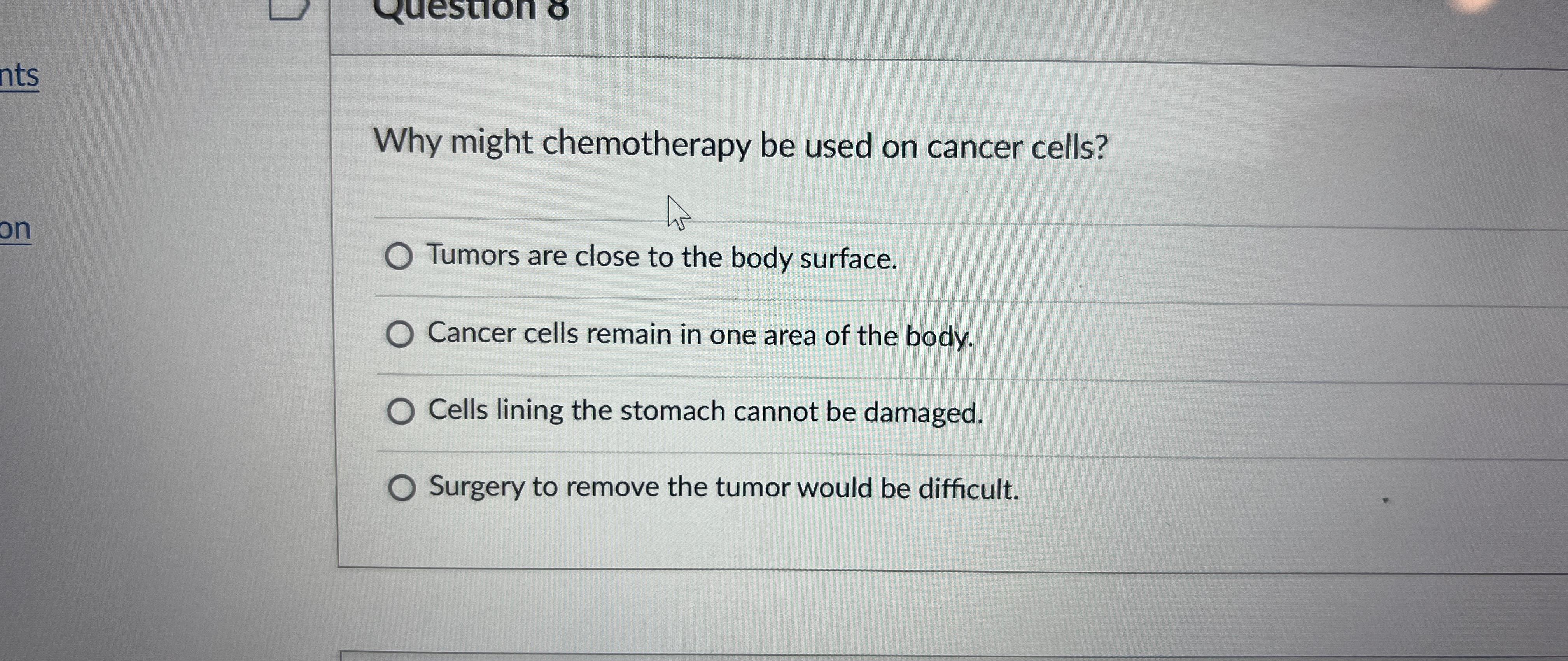 Solved Why might chemotherapy be used on cancer cells?Tumors | Chegg.com