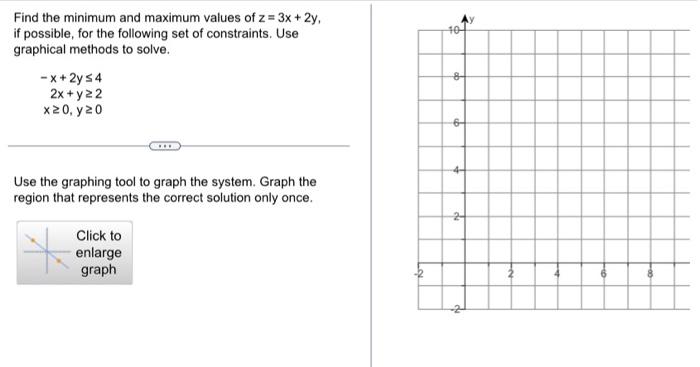 Solved Find the minimum and maximum values of z=3x+2y, if | Chegg.com