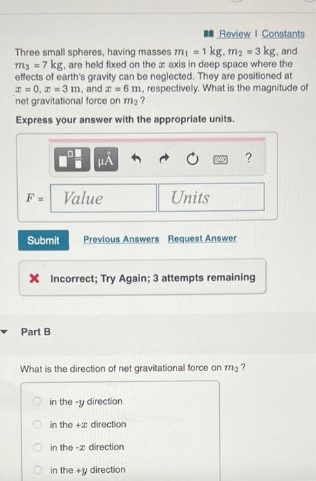 Solved Three small spheres, having masses m1=1 kg,m2=3 kg, | Chegg.com