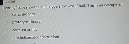 Solved 1 ﻿point Hearing "base snow dance" triggers the word | Chegg.com
