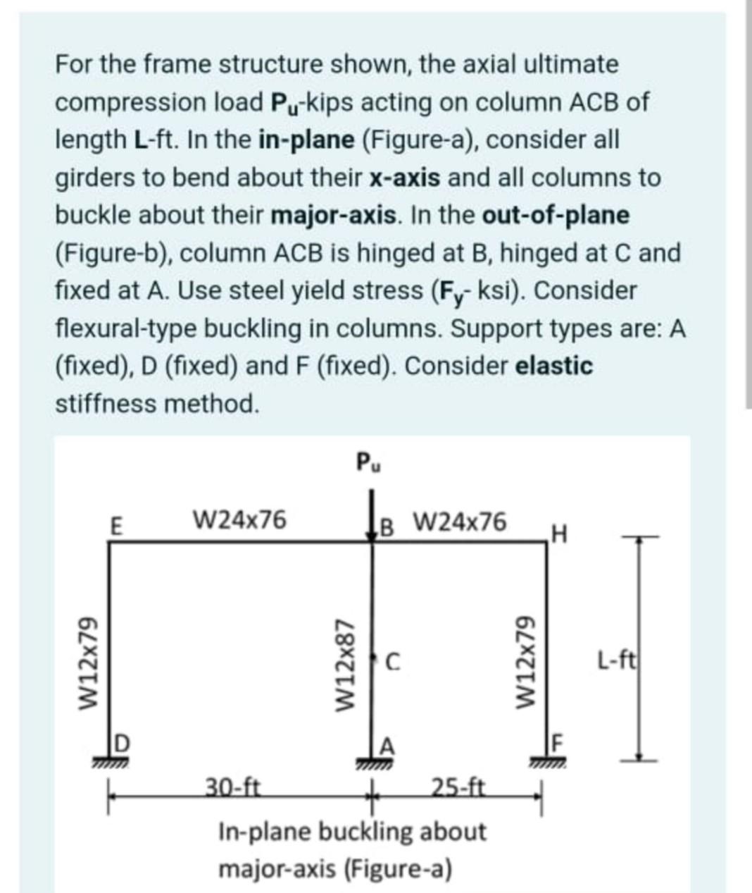 Solved For the frame structure shown, the axial ultimate | Chegg.com
