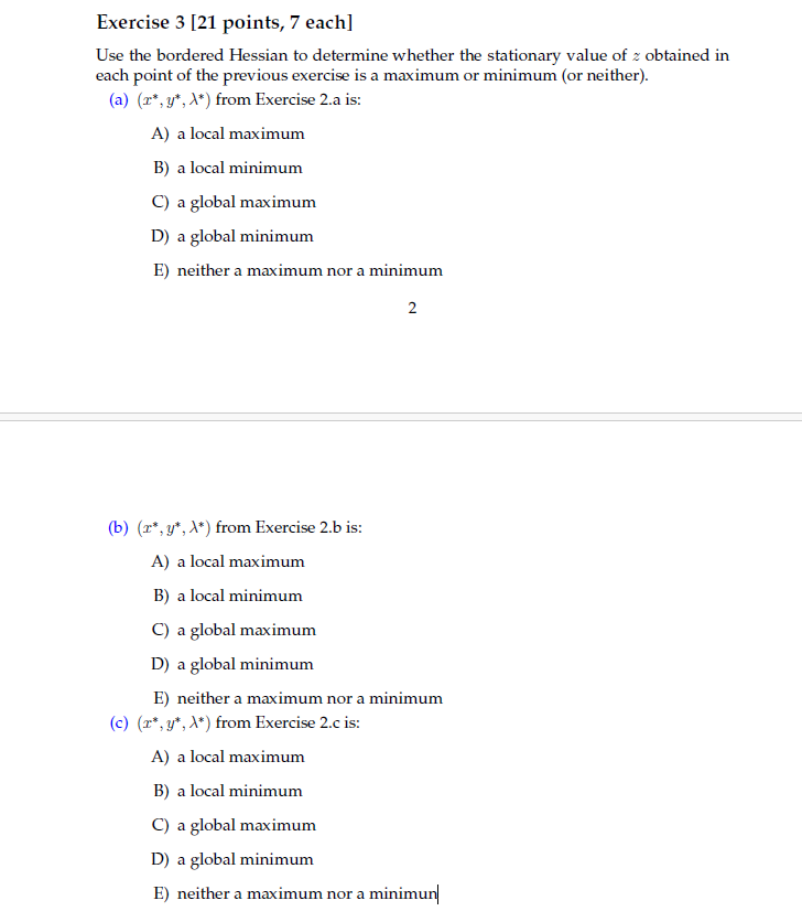 Solved Exercise 3 [21 ﻿points, 7 ﻿each]Use the bordered | Chegg.com