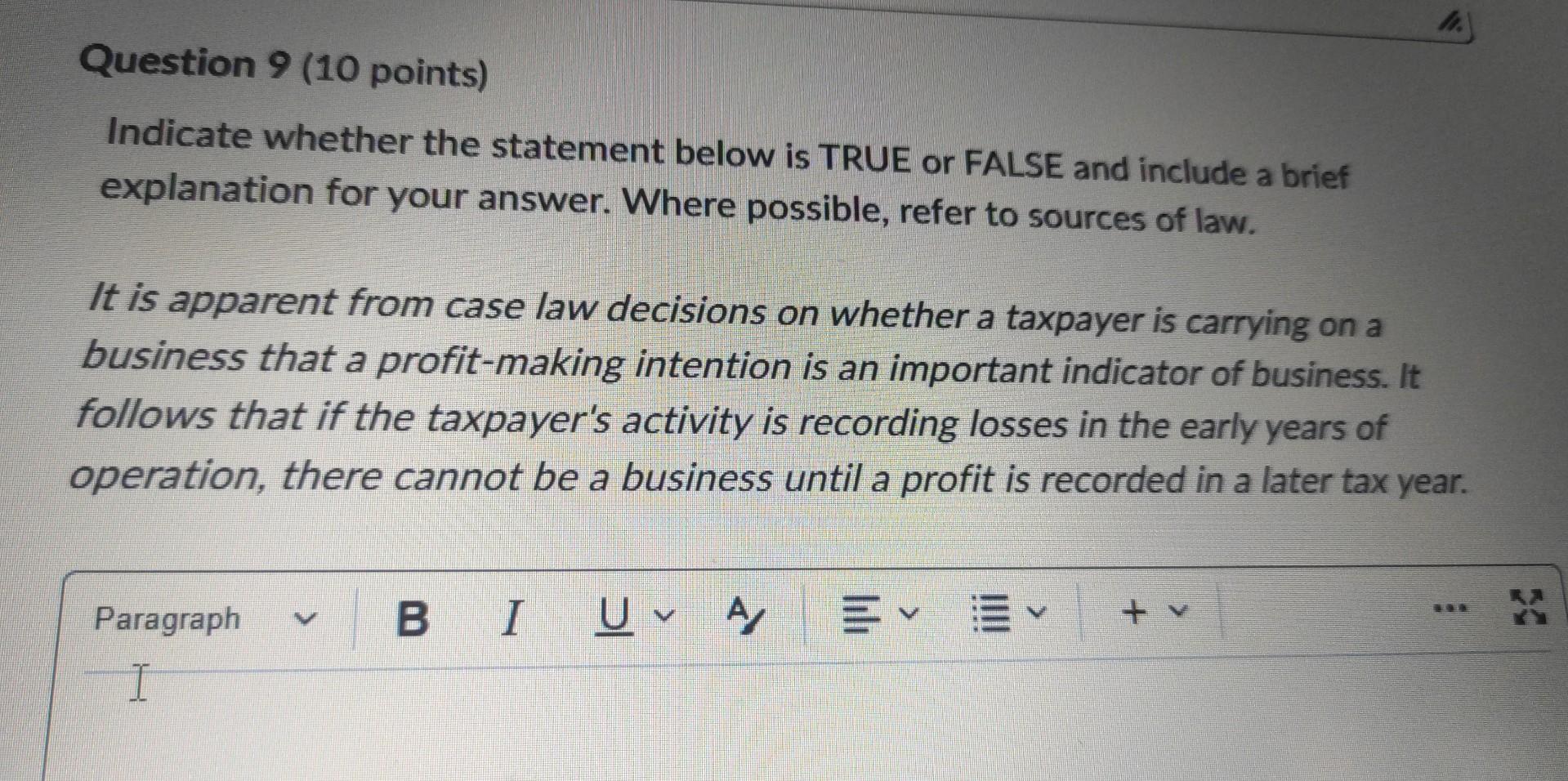 Solved Question 9 (10 points) Indicate whether the statement | Chegg.com