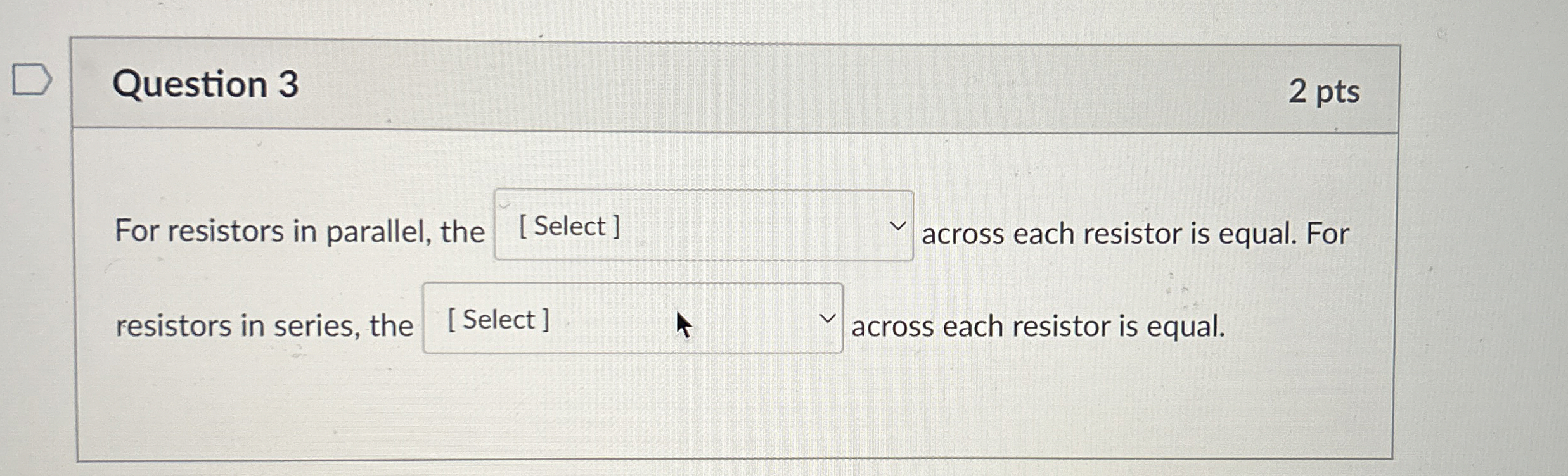 Solved Question 3For resistors in parallel, tacross each | Chegg.com Solved Question 3For resistors in parallel, tacross each | Chegg.com