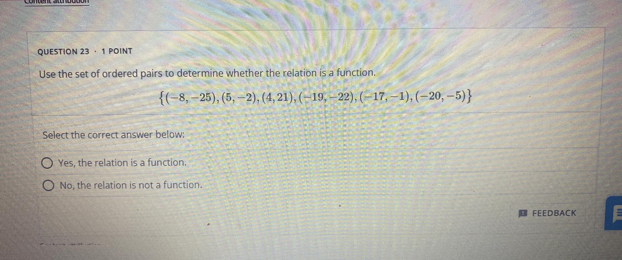 Solved QUESTION 23*1 ﻿POINTUse the set of ordered pairs to | Chegg.com