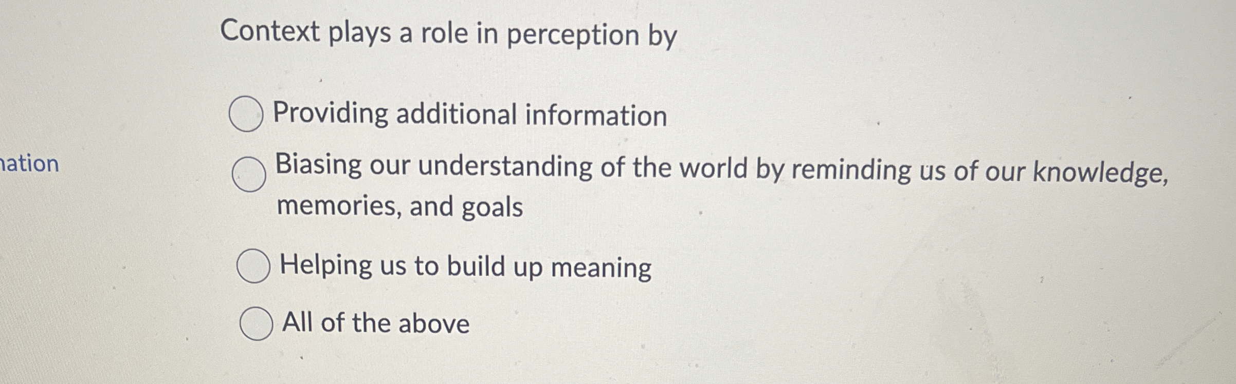 Solved Context plays a role in perception byProviding | Chegg.com