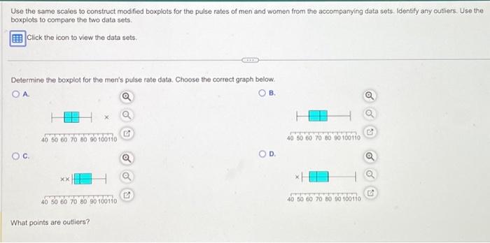 Solved Use the same scales to construct modified boxplots | Chegg.com