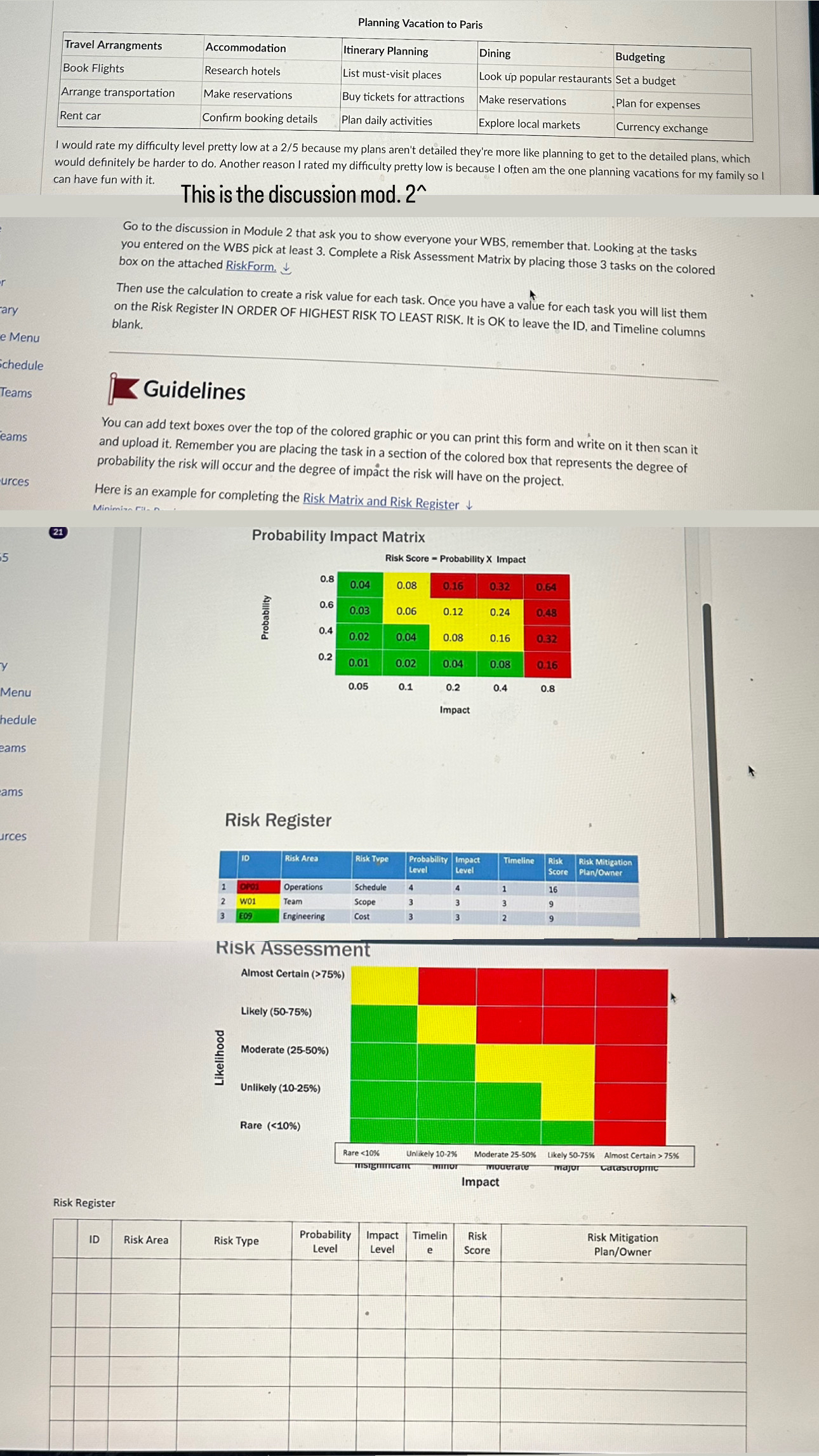 Solved Planning Vacation to Paris\table[[Travel | Chegg.com