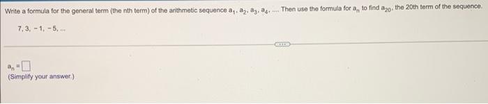 Solved Write a formula for the general term (the nth term) | Chegg.com