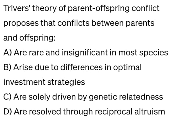 Solved Pdychology: Trivers' theory of parent-offspring | Chegg.com