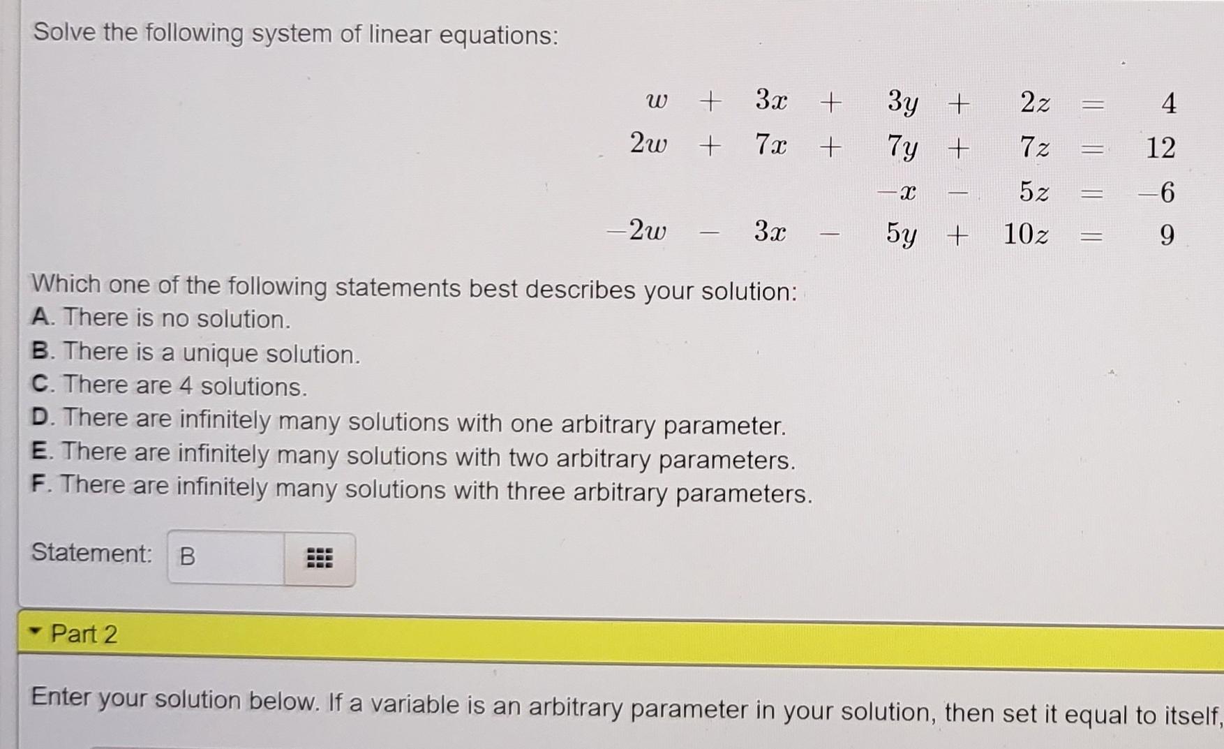 Solved Solve the following system of linear equations: + 3x | Chegg.com