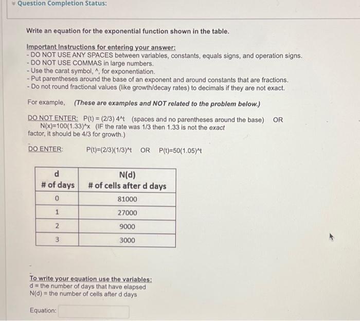 Solved Write an equation for the exponential function shown | Chegg.com