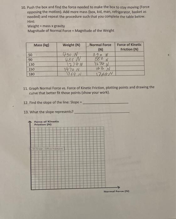 Solved 10. Push the box and find the force needed to make | Chegg.com