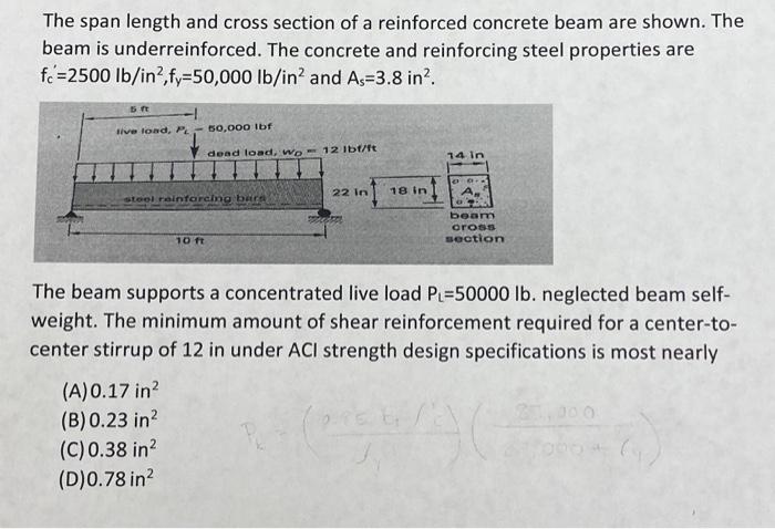 Solved The span length and cross section of a reinforced | Chegg.com